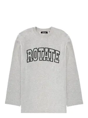 ROTATE BY BIRGER CHRISTENSEN ROTATE Long Sleeve Cotton T-Shirt With Logo Gray
