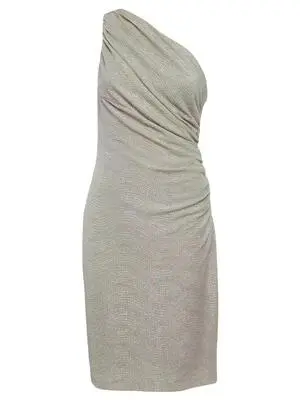 Ralph Lauren One-shoulder Metallic Midi Dress - Silver
