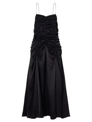 Khaite Raina Pleated Silk Dress - Black