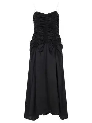 Khaite Raina Pleated Silk Dress - Black