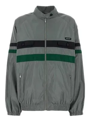 Miu Miu Zip-up Tech Fabric Jacket - Gray