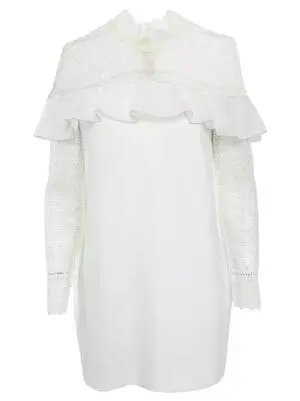 SELF-PORTRAIT Lace Trim Mini Dress - White