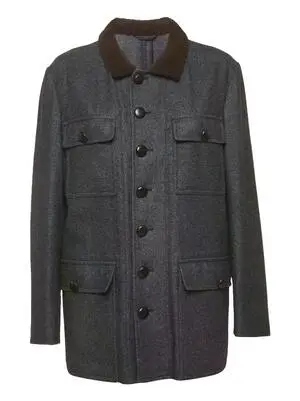 Alexander McQueen Single-breasted Coat With Shearling Collar - Grey