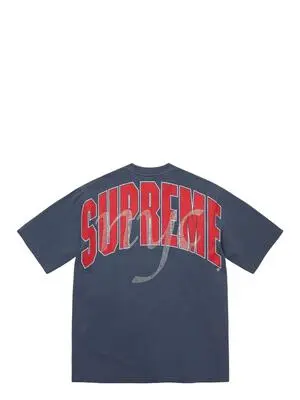 Supreme Ss26 Rhinestone Script S/s T-shirt - Navy