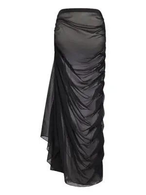 Giuseppe Di Morabito Ruched Draped Silk Maxi Skirt - Black