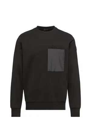 Moncler Cotton Fleece Sweatshirt With Nylon Pocket - Black