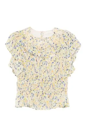 Ulla Johnson Athene Crinkled Silk Chiffon Top - Daffodil