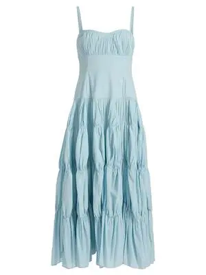 Ulla Johnson Emmalina Sweetheart Neckline Gathered Midi Dress - Adriatic