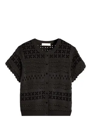 Ulla Johnson Abriana Eyelet Knit Cardigan - Noir