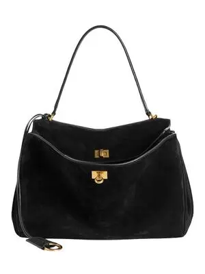 Balenciaga Medium Suede Rodeo Shoulder Bag - Black