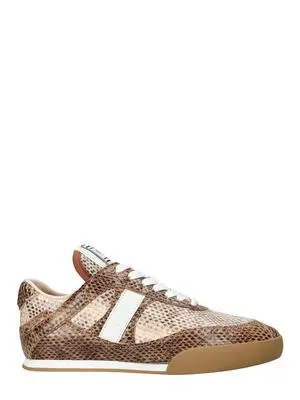 Chloé Snake-embossed Leather Lace-up Sneakers - Brown