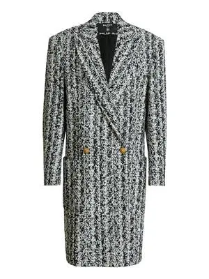 Balmain Tweed Overcoat - Black