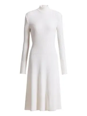 Balmain Rib-knit High Neck Maxi Dress - White