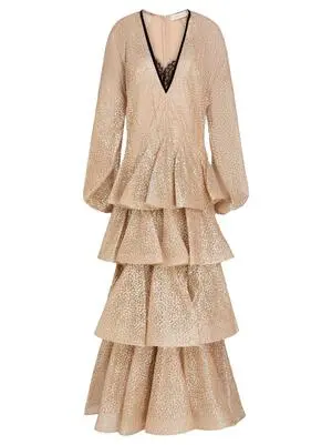 Zimmermann Glittered Ruffled Tulle Gown - Beige