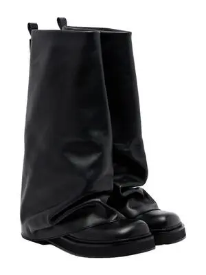 Attico Robin Leather Combat Boots - Black
