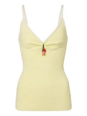 Prada Embellished Cotton-blend Bouclé Top - Yellow