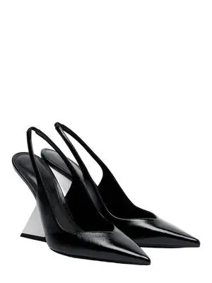 Attico Cheope Leather Slingback Pumps - Black
