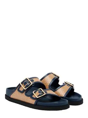 BIRKENSTOCK Arizona Woven Sandals With Leather Trim - Blue