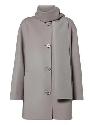 Max Mara Wool Coat With Detachable Scarf - Blue