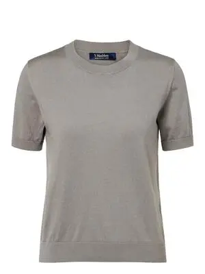 Max Mara Cotton, Silk, And Cashmere Short-sleeve Top - Grey