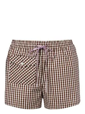 Valentino Garavani Gingham Cotton Poplin Shorts - Brown