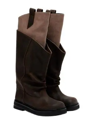 Attico Robin Passeggiata Leather Boots - Brown