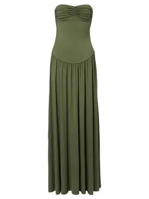 BANANHOT Erin Gathered Maxi Dress - Green