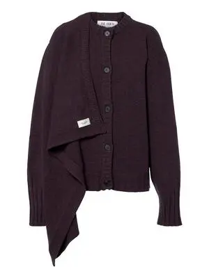 Attico Scarf-detail Wool And Cashmere Cardigan - Brown