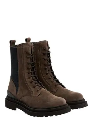 Brunello Cucinelli Monili Suede Lace-up Boots - Brown