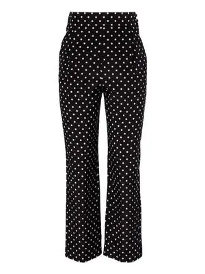 Valentino Garavani Silk Crêpe De Chine Polka-dot Straight Leg Pants - Black