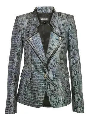 Just Cavalli Snakeskin Jacquard Blazer - Blue