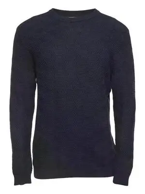 REISS Crew Neck Textured Knit Sweater - Blue