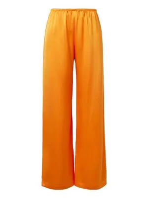 LESET Barb Satin Wide-leg Pants - Orange