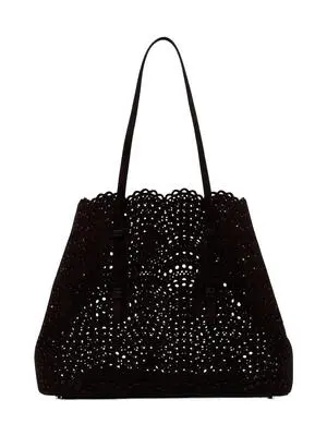 Alaïa Alaïa Mina 37 Large Laser-Cut Leather Tote Bag Brown