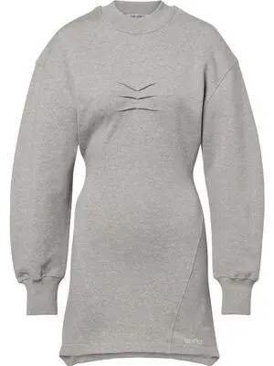 Attico Cotton Jersey High Neck Sweatshirt Dress - Grey