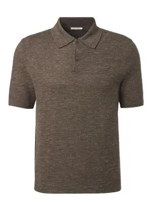 THE ROW Ravi Silk, Cashmere, And Linen Polo Shirt - Brown