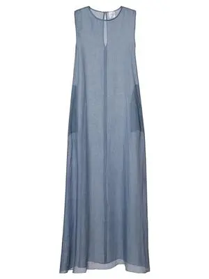 LESET Niko Ramie Maxi Dress - Blue
