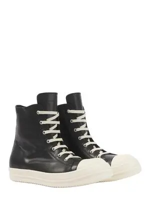 Rick Owens Jumbolace Leather High-top Sneakers - Black