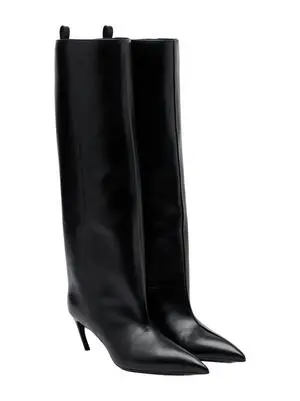 Attico Lea Leather Knee-high Boots - Black