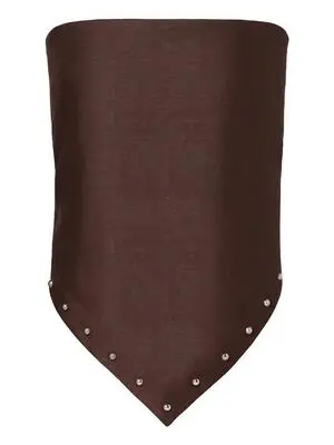 Staud Samara Studded Strapless Linen Top - Brown