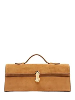 Savette Symmetry Slim Suede Top-handle Bag - Brown