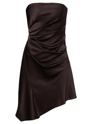 Staud Adriana Draped Silk-blend Mini Dress - Brown