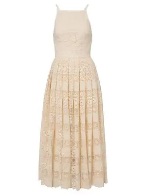 Elie Saab Silk And Cotton-blend Guipure Lace Midi Dress - Beige