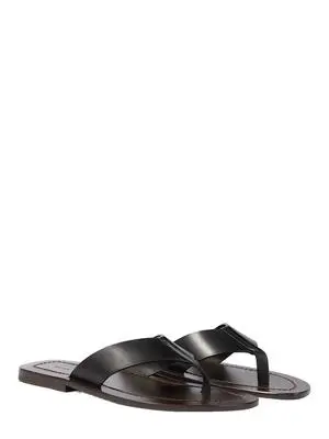 THE ROW Dan Leather Thong Sandals - Black