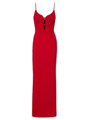 Rebecca Vallance Crepe Gown With Bow Detail - Red