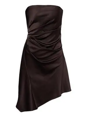 Staud Adriana Draped Silk-blend Minidress - Brown