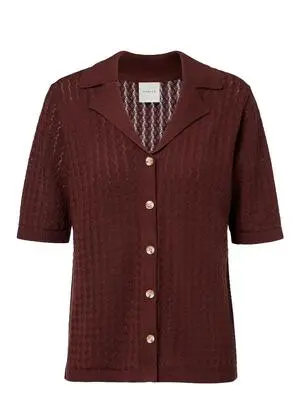 Varley Madelene Pointelle Cotton Shirt - Brown
