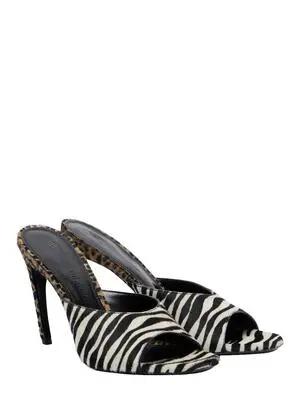 Attico Zebra-print Calf Hair Mules - Multicoloured