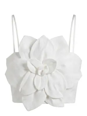Yumi Kim Sahara Linen Top With 3d Embellishments - White