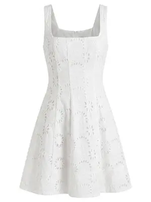 Yumi Kim Eyelet Fit And Flare Mini Dress - White